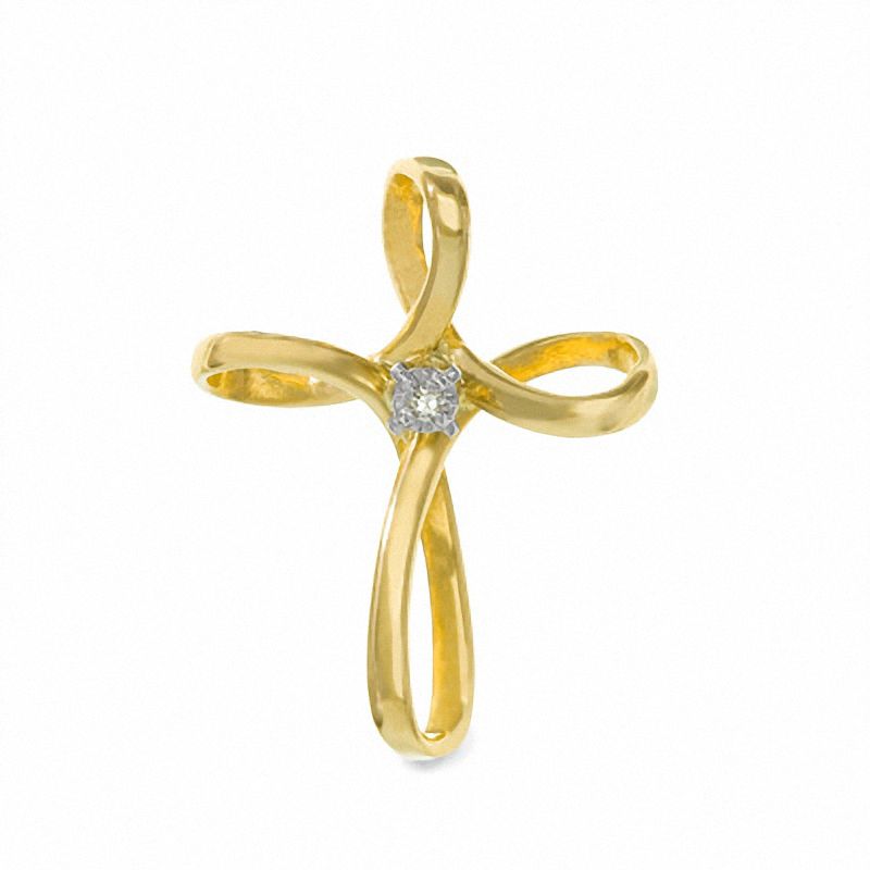 Ribbon Cross Charm with Diamond Accent in 14K Gold | Zales Outlet