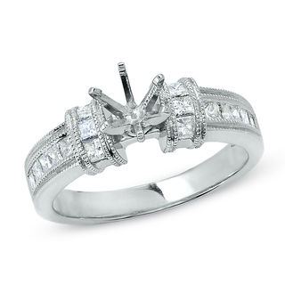 1/2 CT. T.W. Diamond Semi Mount Engagement Ring with Princess-Cut ...