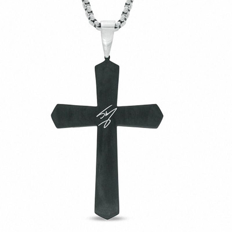Men's Shaquille O'Neal Lord's Prayer Tablet Cross Pendant in Two-Tone ...