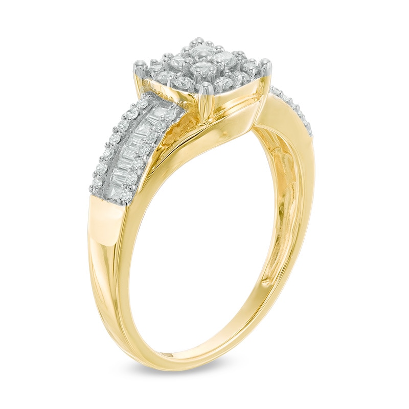 1/2 CT. T.W. Quad Diamond Frame Ring in 10K Gold | Zales Outlet