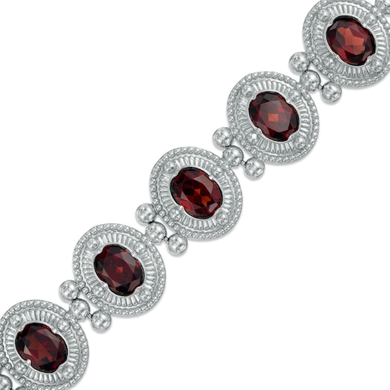 Oval Garnet Bracelet in Sterling Silver - 7.5" | Zales Outlet