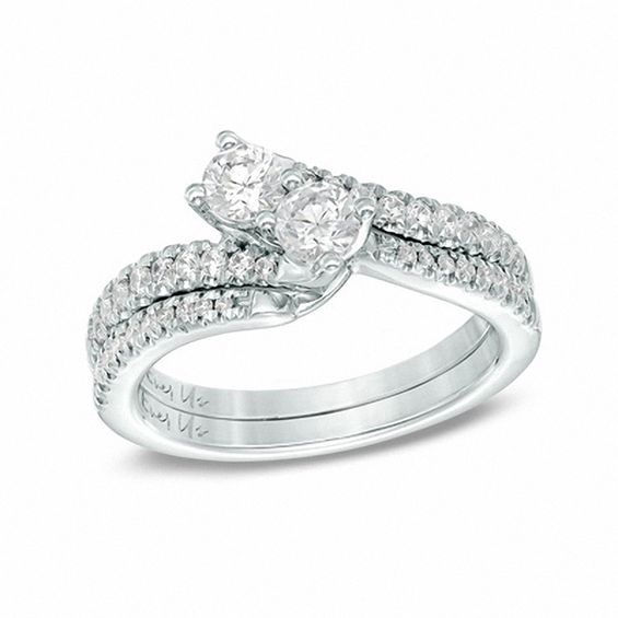 Ever Us™ 3/4 CT. T.W. Two-Stone Diamond Bypass Ring in 14K White Gold ...
