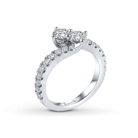 Ever Us™ 2 CT. T. W. Two-Stone Diamond Bypass Ring in 14K White Gold ...