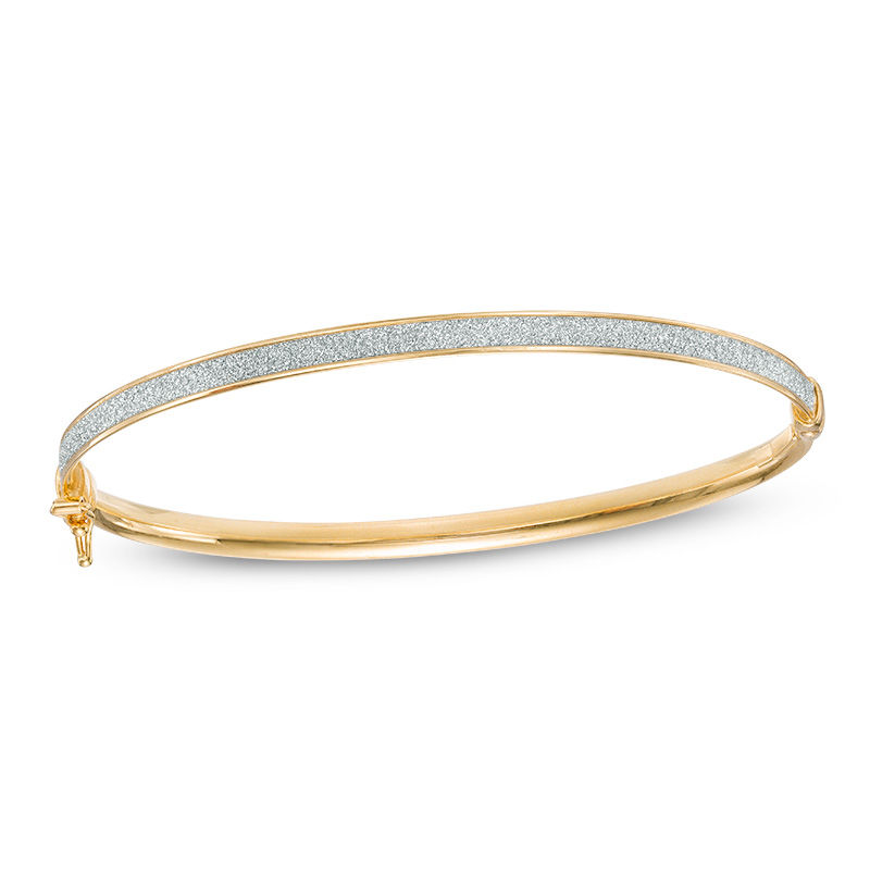 Slip-On Glitter Bangle in 10K Gold - 7.25" | Zales Outlet