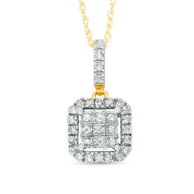 1/3 CT. T.W. Princess-Cut Diamond Frame Pendant in 10K Gold | Zales Outlet