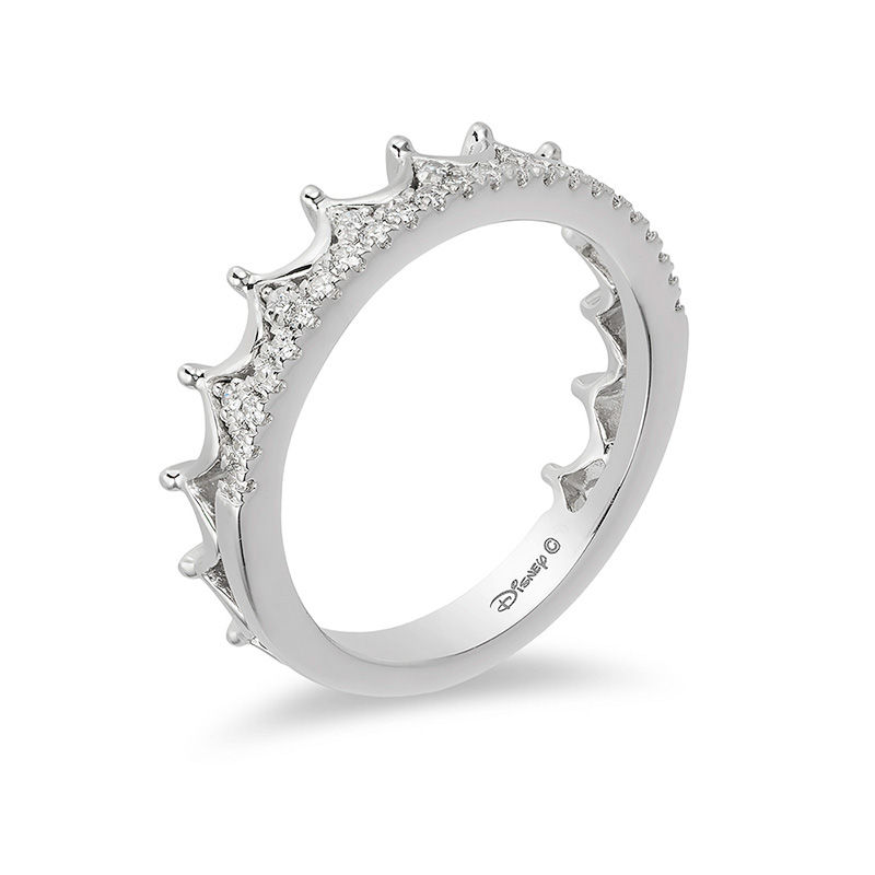 Enchanted Disney Princess 1/6 CT. T.W. Diamond Tiara Wedding Band in ...