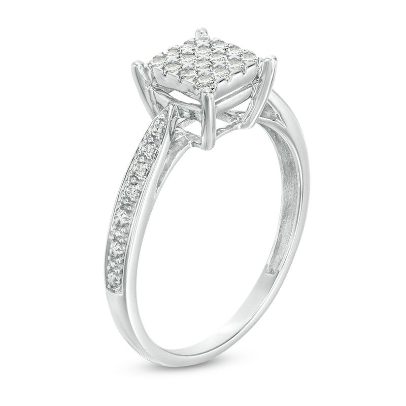 1/5 CT. T.W. Square Composite Diamond Promise Ring in 10K White Gold ...