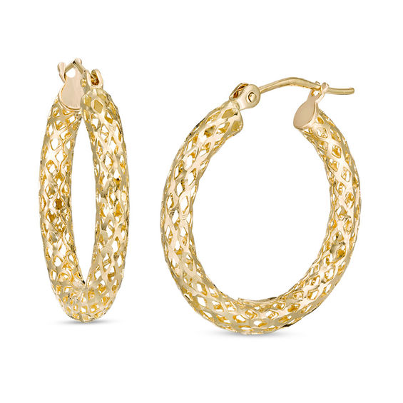 Diamond-Cut Mesh Tube Hoop Earrings in 14K Gold | Zales Outlet