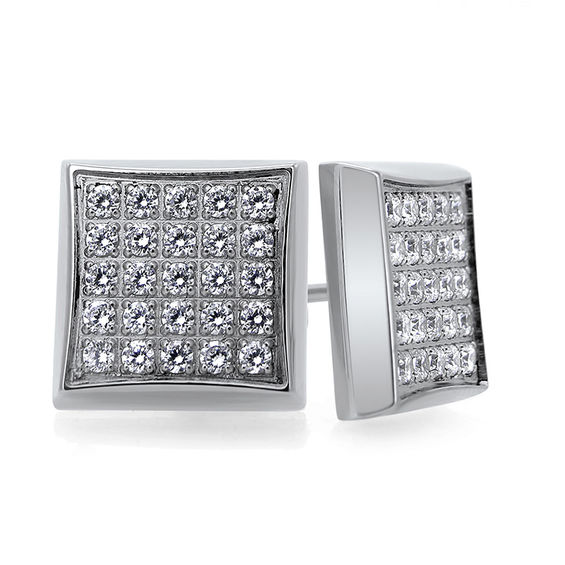 Macy s Men s Diamond Earrings in Stainless Steel 1 4 ct. t.w