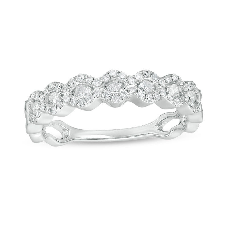 1/2 CT. T.W. Diamond Wave Band in 14K White Gold | Zales Outlet