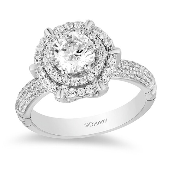 Enchanted Disney Aladdin 1-1/2 CT. T.W. Diamond Double Frame Engagement ...