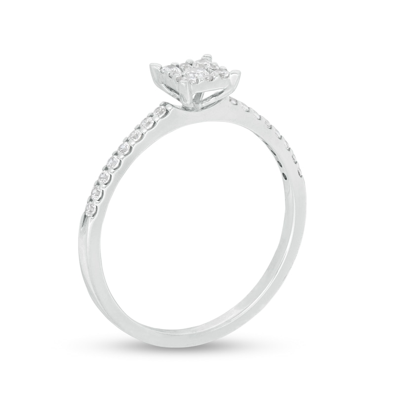 1/4 CT. T.W. Composite Diamond Square Promise Ring in 10K White Gold ...