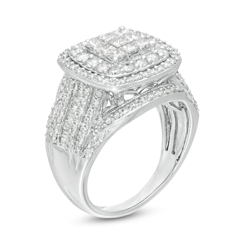 2 CT. T.W. Composite Diamond Double Cushion Frame Vintage-Style ...