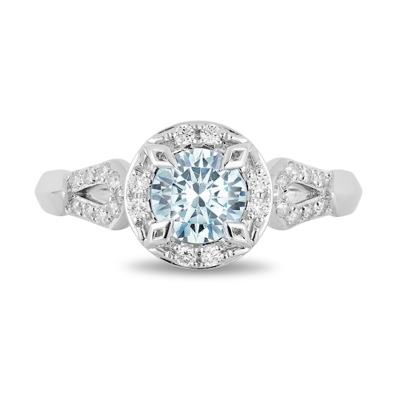Enchanted Disney Elsa 6.0mm Aquamarine and 1/5 CT. T.W. Diamond Frame ...