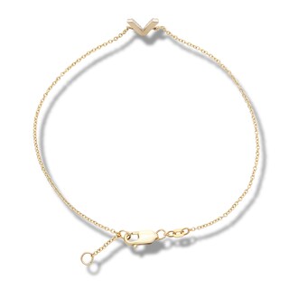1/10 CT. T.W. Diamond "V" Initial Bracelet in 10K Gold - 7.5" | Zales ...