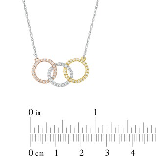 1/3 CT. T.W. Diamond Interwoven Circle Trio Necklace in 10K Tri-Tone ...