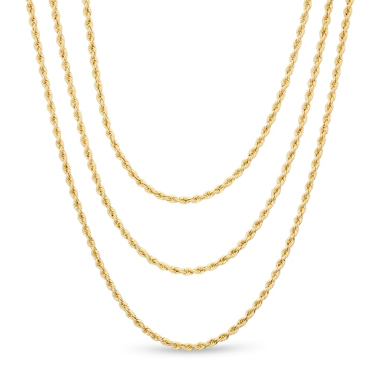 1.6mm Rope Chain Triple Strand Necklace in 14K Gold | Zales Outlet