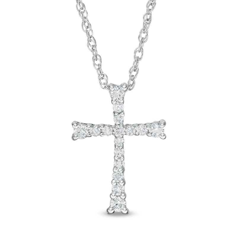 1/4 CT. T.W. Diamond Flared Cross Pendant in 10K White Gold | Zales Outlet