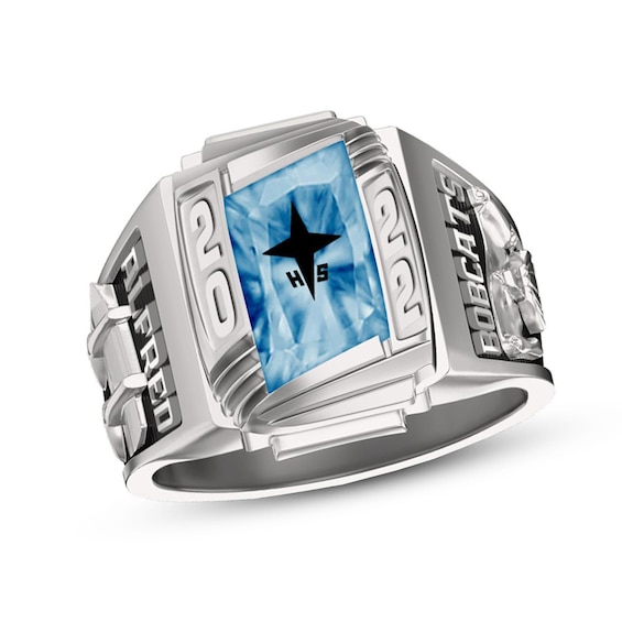 Men's Simulated Rectangle Birthstone High School Class Ring by ...