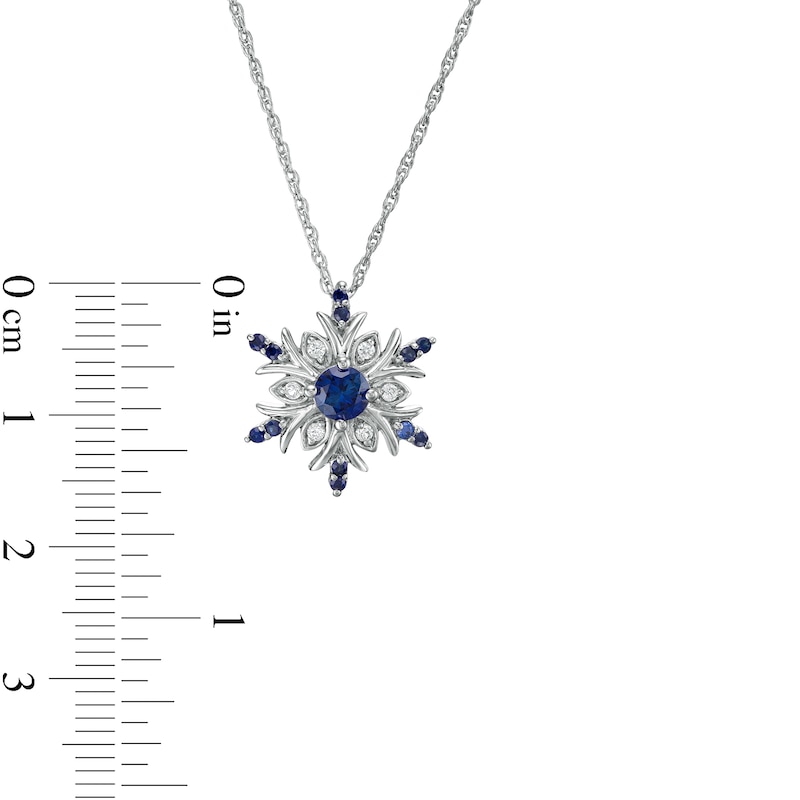 4.0mm Lab-Created Blue and White Sapphire Snowflake Pendant in Sterling ...