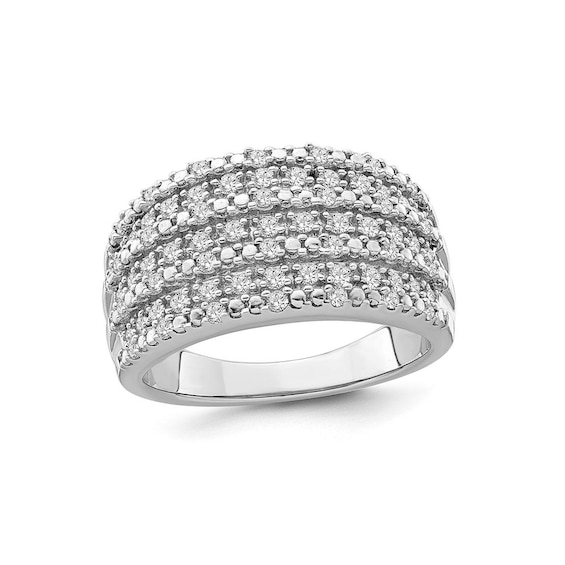 1/2 CT. T.W. Diamond Multi-Row Ring in Sterling Silver | Zales Outlet