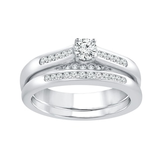 1/2 CT. T.W. Diamond Bridal Set in 10K White Gold | Zales Outlet