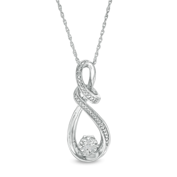 Diamond Accent Double Row Infinity Loop Pendant in Sterling Silver ...