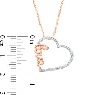 1/5 CT. T.W. Diamond Cursive Script "love" Tilted Heart Pendant in 10K ...