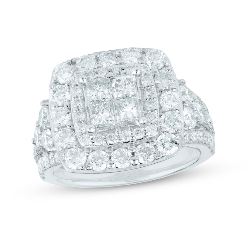 2-3/4 CT. T.W. Quad Princess-Cut Diamond Double Cushion-Shaped Frame ...
