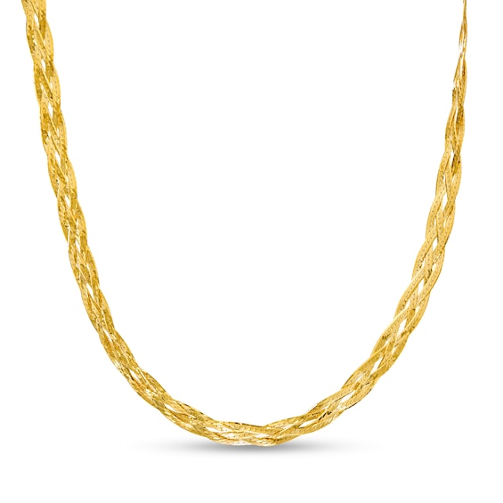 Diamond-Cut Braided Herringbone Necklace in 10K Gold | Zales Outlet