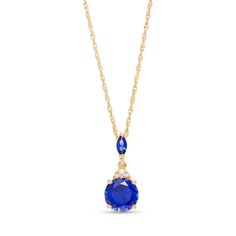 Blue and White Lab-Created Sapphire Dangle Drop Pendant in Sterling ...