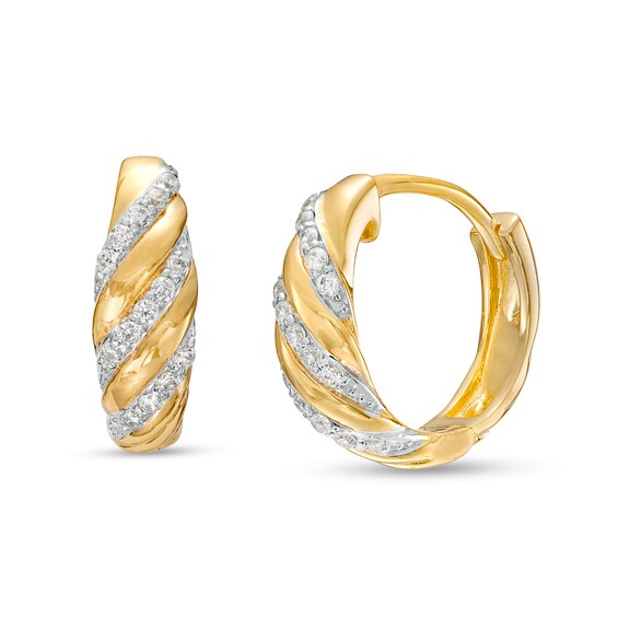 1/10 CT. T.W. Diamond Swirl Hoop Earrings in 10K Gold | Zales Outlet