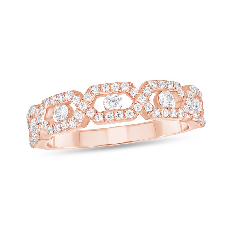 1/2 CT. T.W. Diamond Chain Link Band in 10K Rose Gold | Zales Outlet