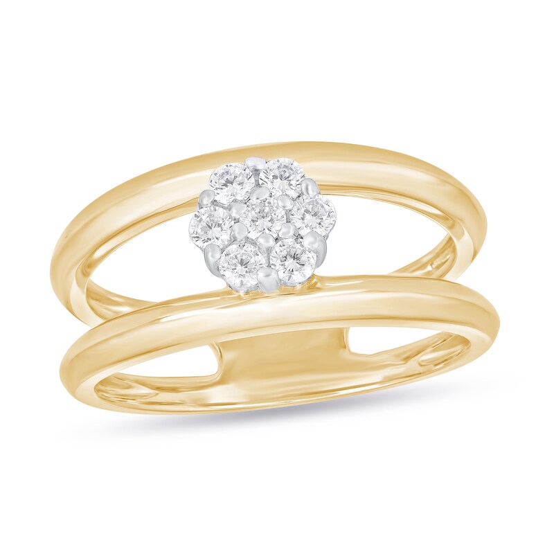 1/4 CT. T.W. Multi-Diamond Open Shank Ring in 10K Gold | Zales Outlet