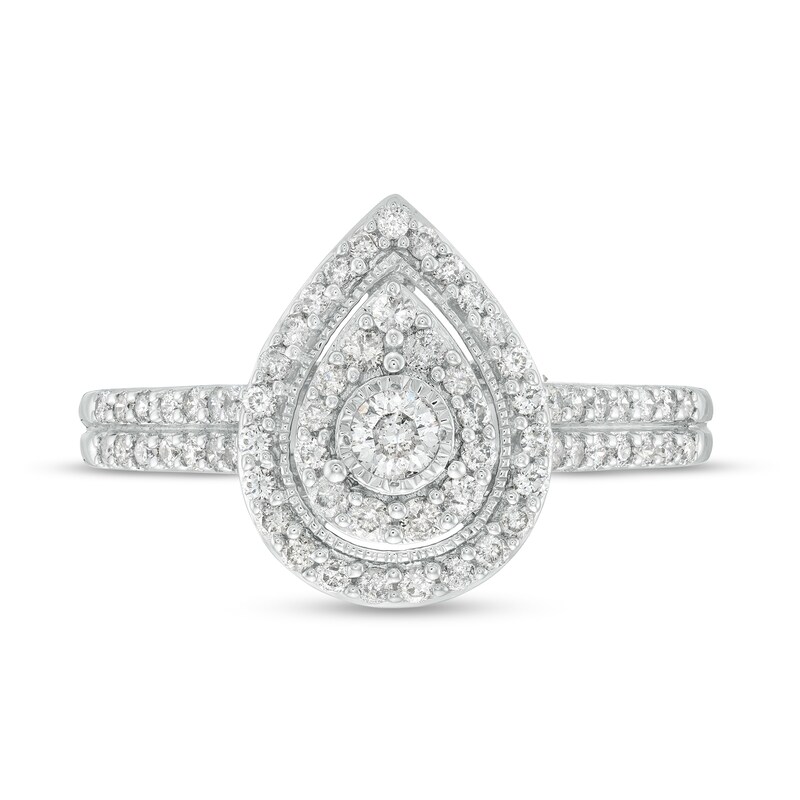 1/2 CT. T.W. Diamond Double Pear-Shaped Frame Multi-Row Vintage-Style ...