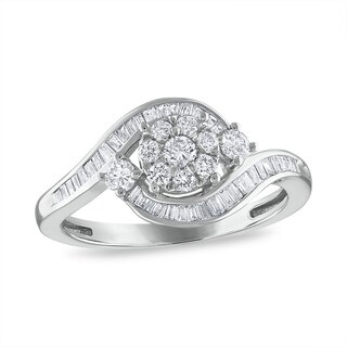 1/2 CT. T.W. Multi-Diamond Bypass Ring in 10K White Gold | Zales Outlet