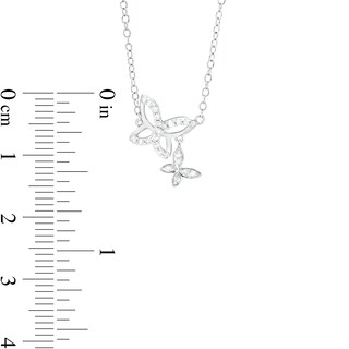 1/8 CT. T.W. Diamond Double Butterfly Necklace in Sterling Silver ...