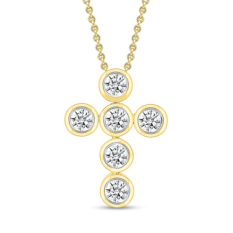 1/6 CT. T.W. Diamond Bezel-Set Cross Pendant in 10K Gold | Zales Outlet
