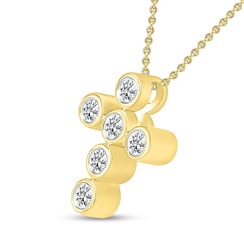 1/6 CT. T.W. Diamond Bezel-Set Cross Pendant in 10K Gold | Zales Outlet