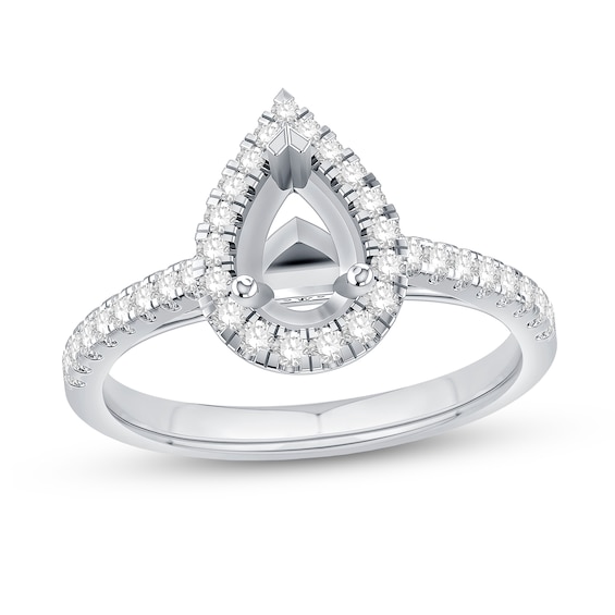 3/8 CT. T.W. Diamond Pear-Shaped Frame Semi-Mount in 14K White Gold ...
