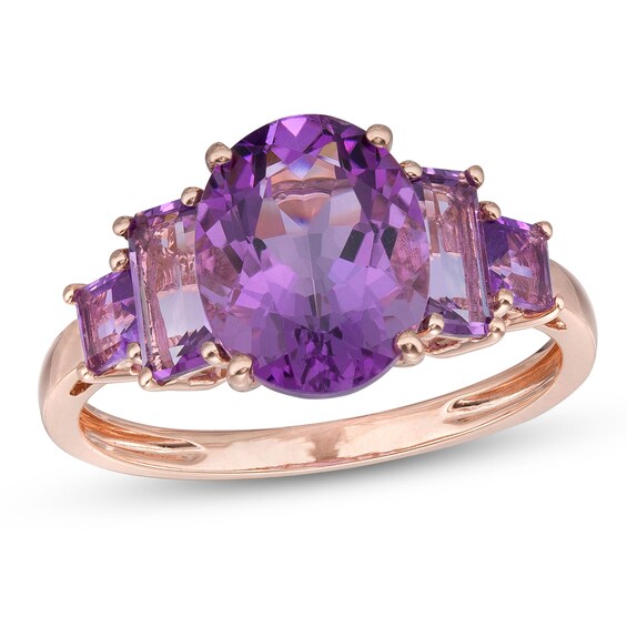 EFFY™ Collection Multi-Shape Amethyst Five Stone Ring in 14K Rose Gold ...