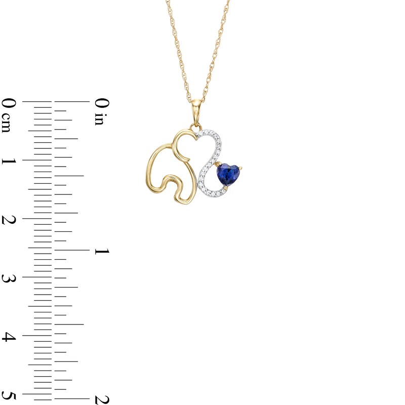 Heart-Shaped Blue Lab-Created Sapphire and 1/20 CT. T.W. Diamond ...