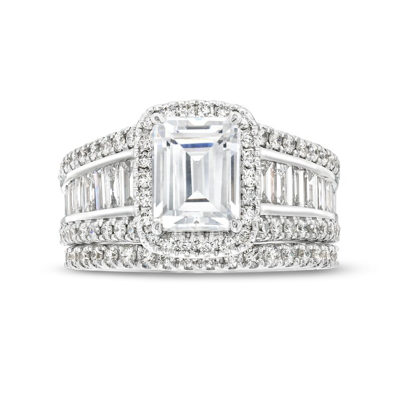 3 3 4 Ct T W Certified Emerald Cut Lab Created Diamond Frame Bridal