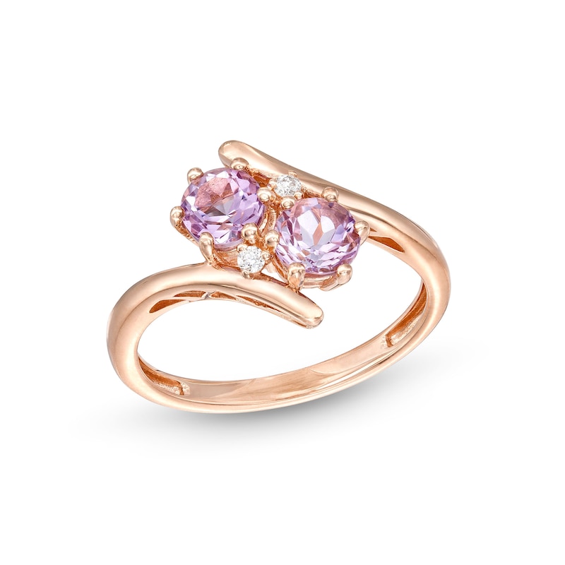 Morganite and Diamond Accent Duo Bypass Ring in 10K Rose Gold | Zales ...
