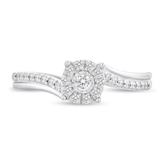 1/4 CT. T.W. Diamond Frame Bypass Engagement Ring in 10K White Gold (I ...