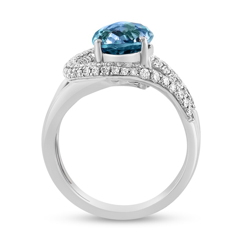 EFFY™ Collection Oval London Blue Topaz and 3/4 CT. T.W. Diamond Open ...