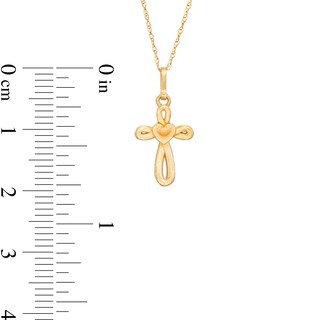 Child's Looping Cross with Heart Pendant in 14K Gold - 15" | Zales Outlet