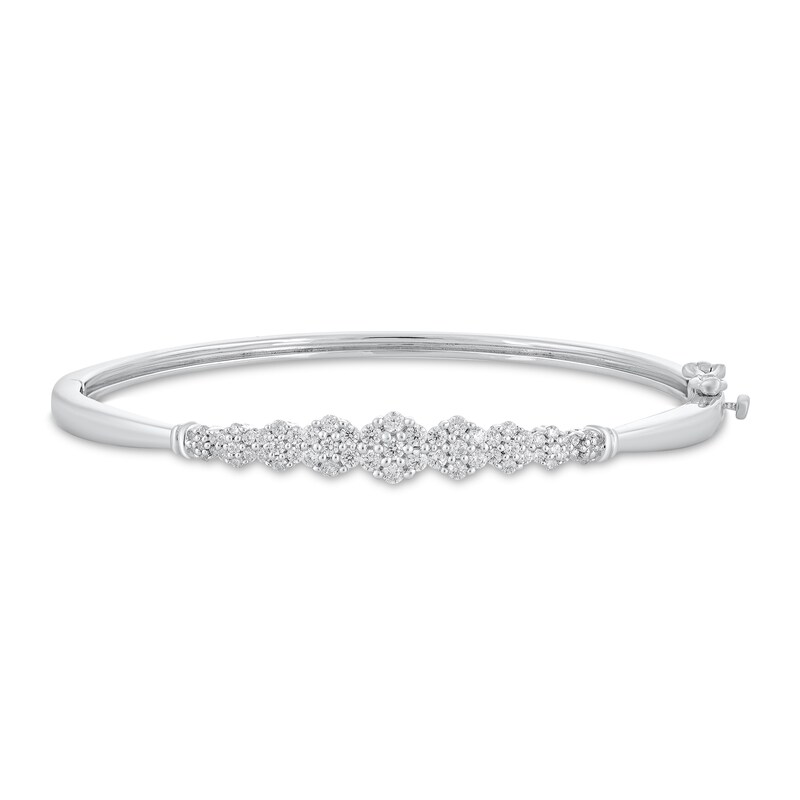 1 CT. T.W. Multi-Diamond Graduating Bangle in 14K White Gold | Zales Outlet