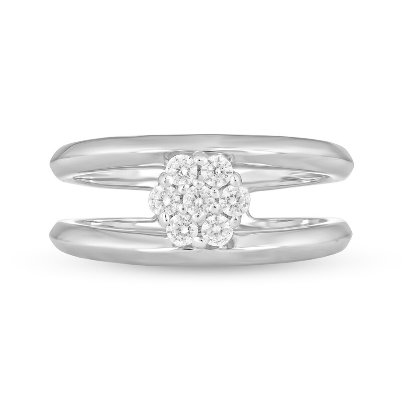 1/4 CT. T.W. Multi-Diamond Floral Orbit Open Shank Ring in 14K White ...