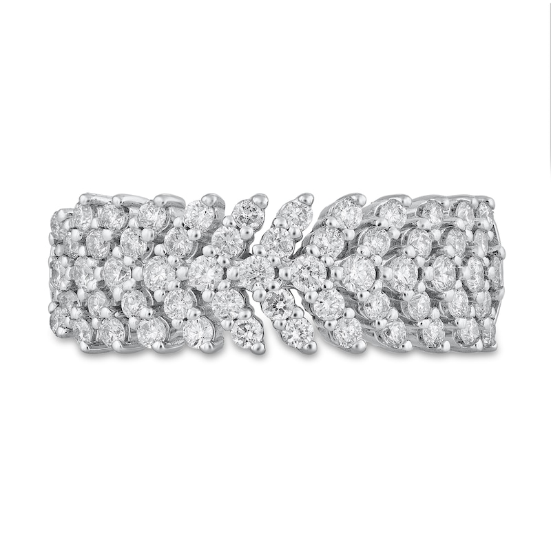 3/4 CT. T.W. Diamond Sideways Multi-Row Chevron Band in 14K White Gold ...